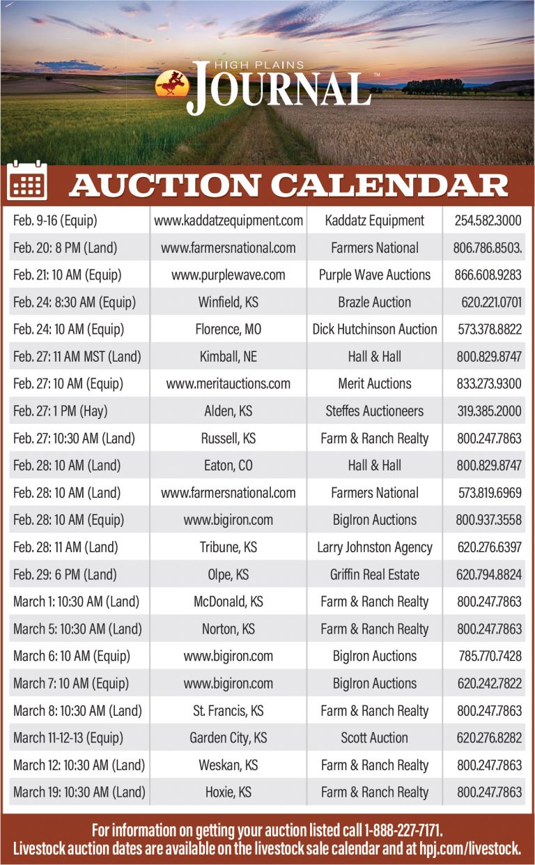 Auction Calendar February 16 2024 - High Plains Journal