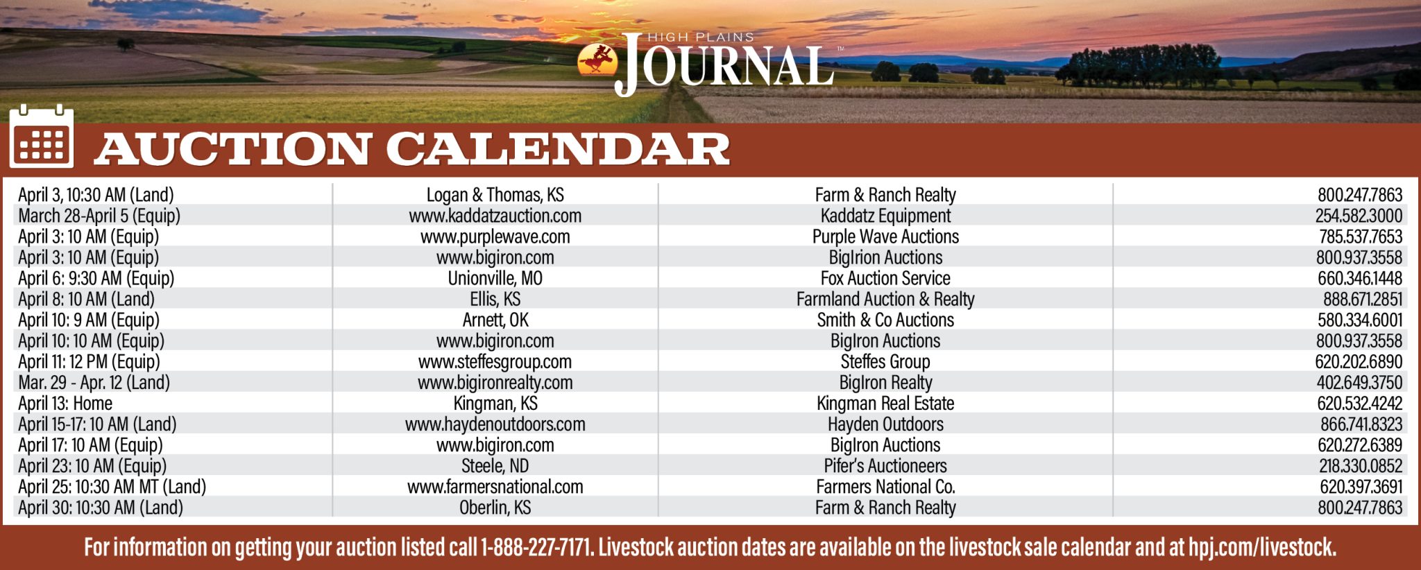 Auction Calendar March 29 2024 - High Plains Journal