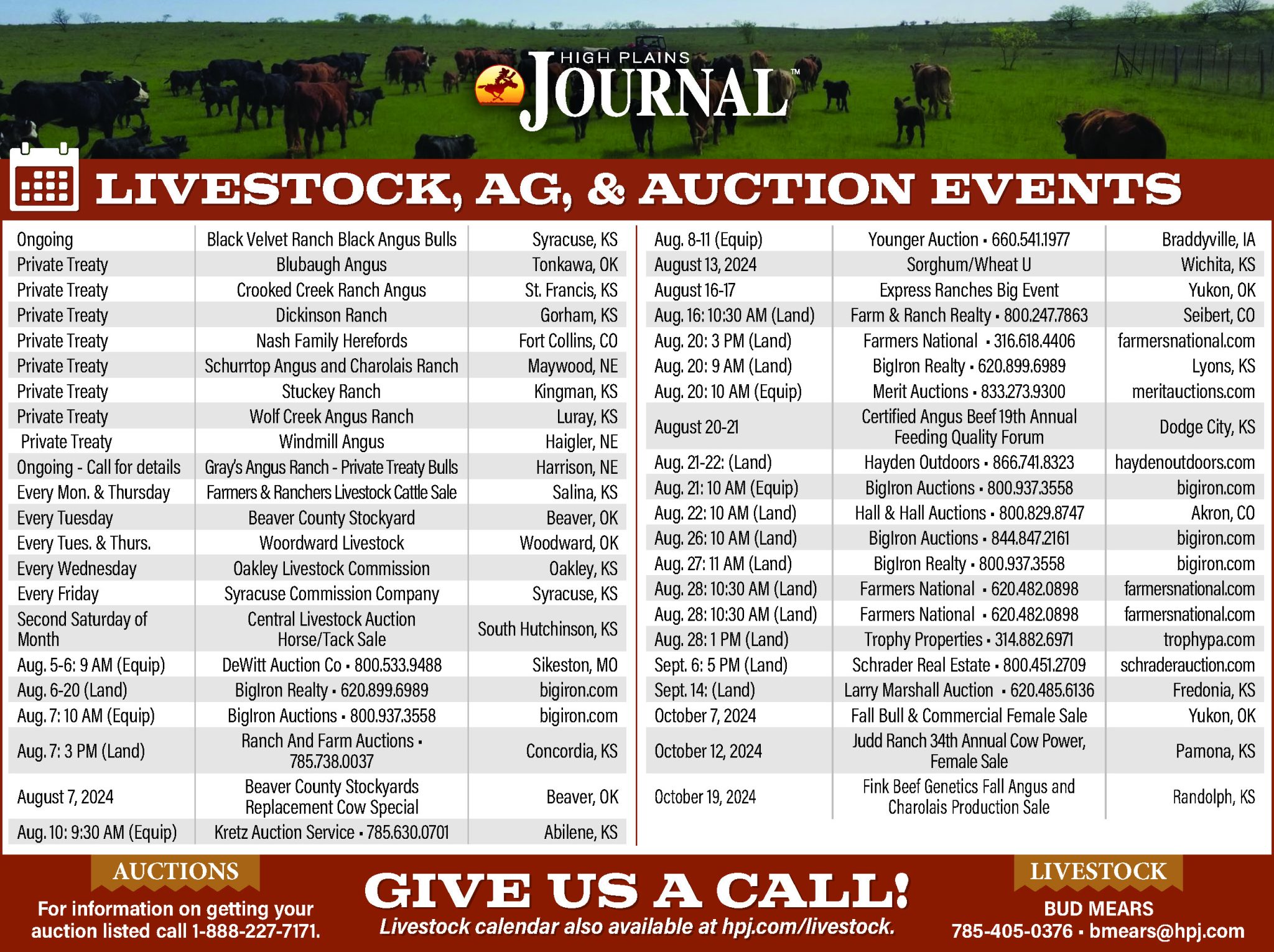 Auction Calendar August 2 2024 - High Plains Journal