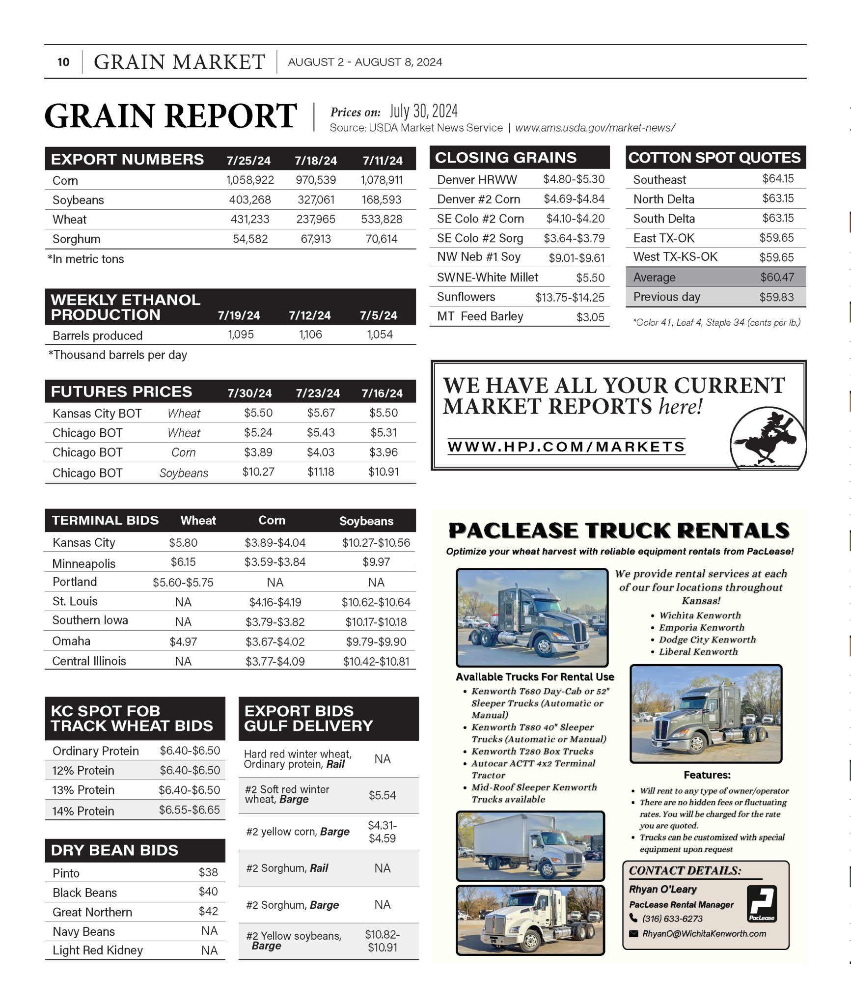 Grain Report July 30 2024 - High Plains Journal