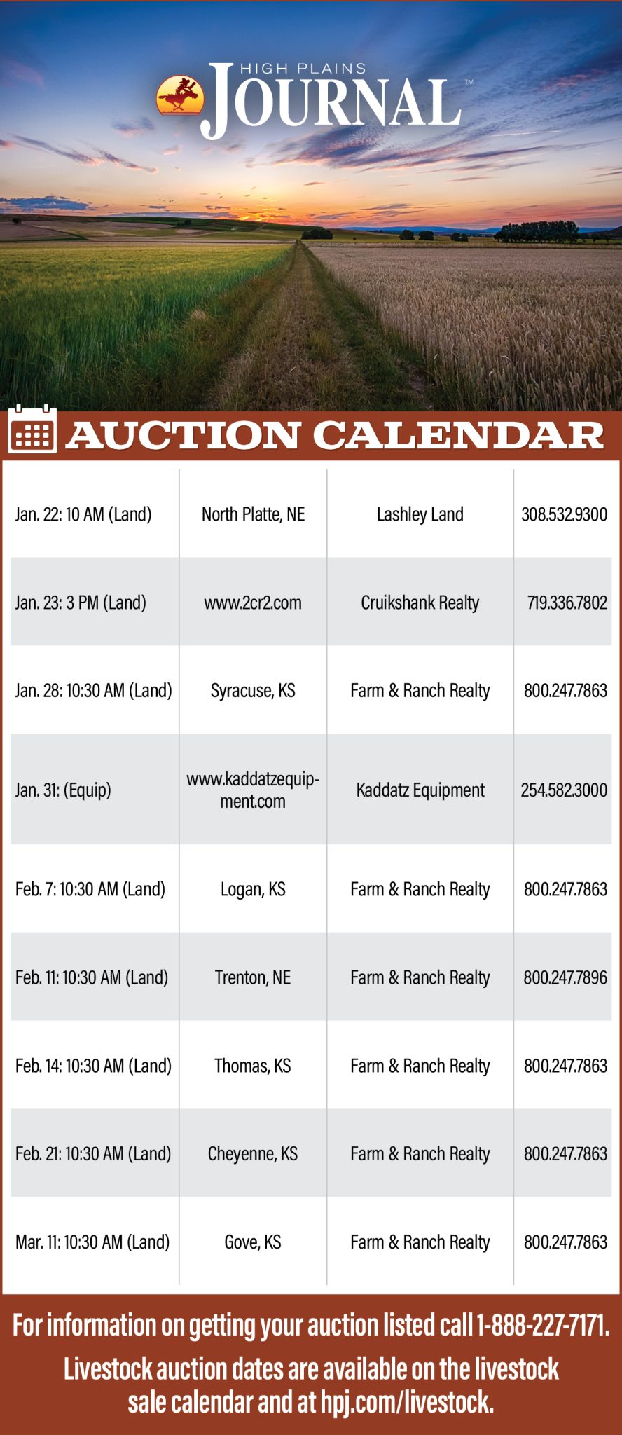 Auction Calendar January 10 2025 - High Plains Journal
