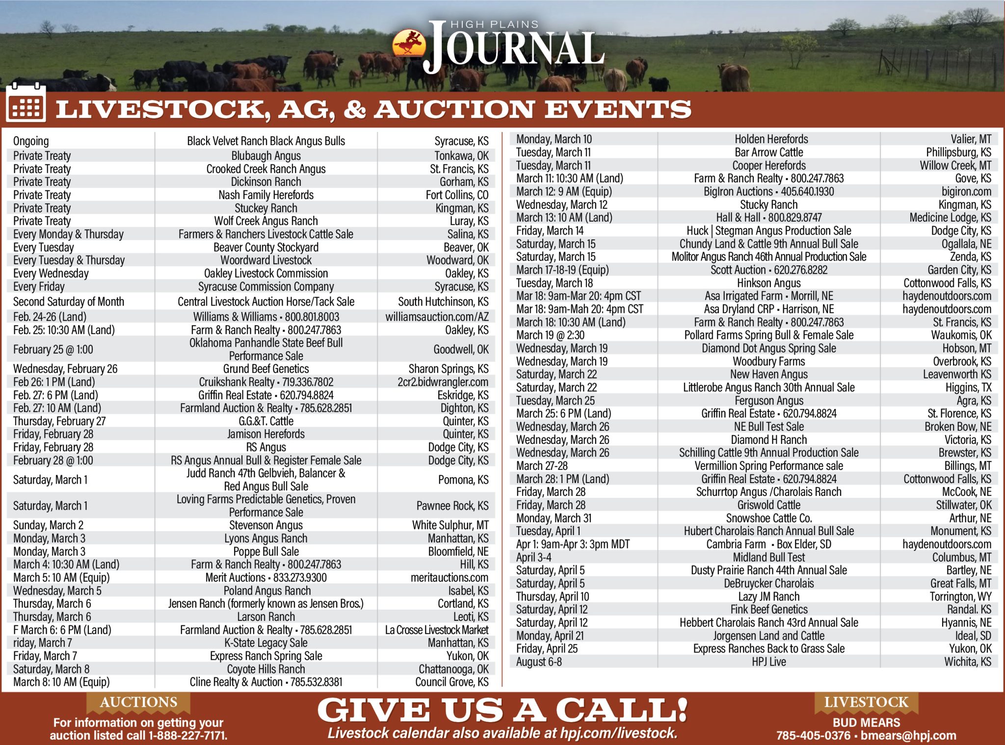 Auction Calendar February 21 2025 - High Plains Journal