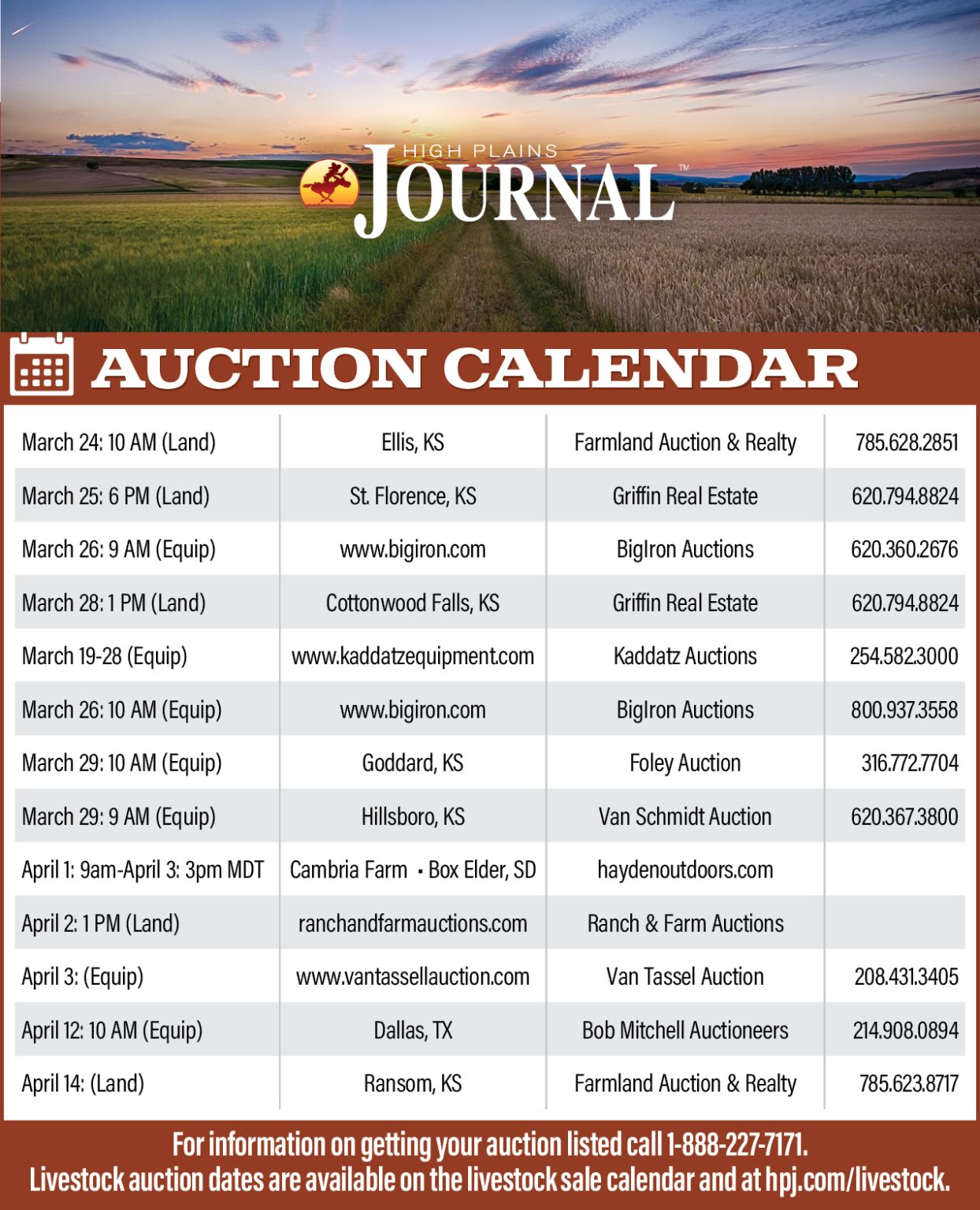 Auction Calendar March 21 2025 - High Plains Journal