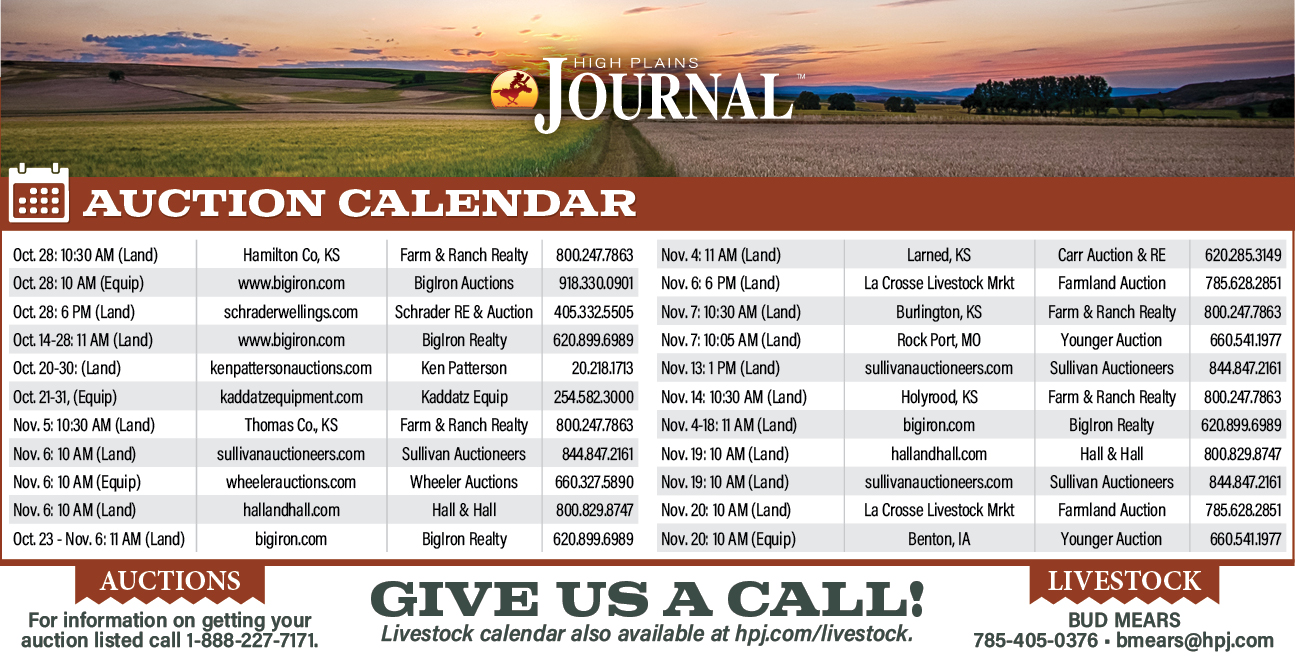Auction Calendar October 24 2025 - High Plains Journal