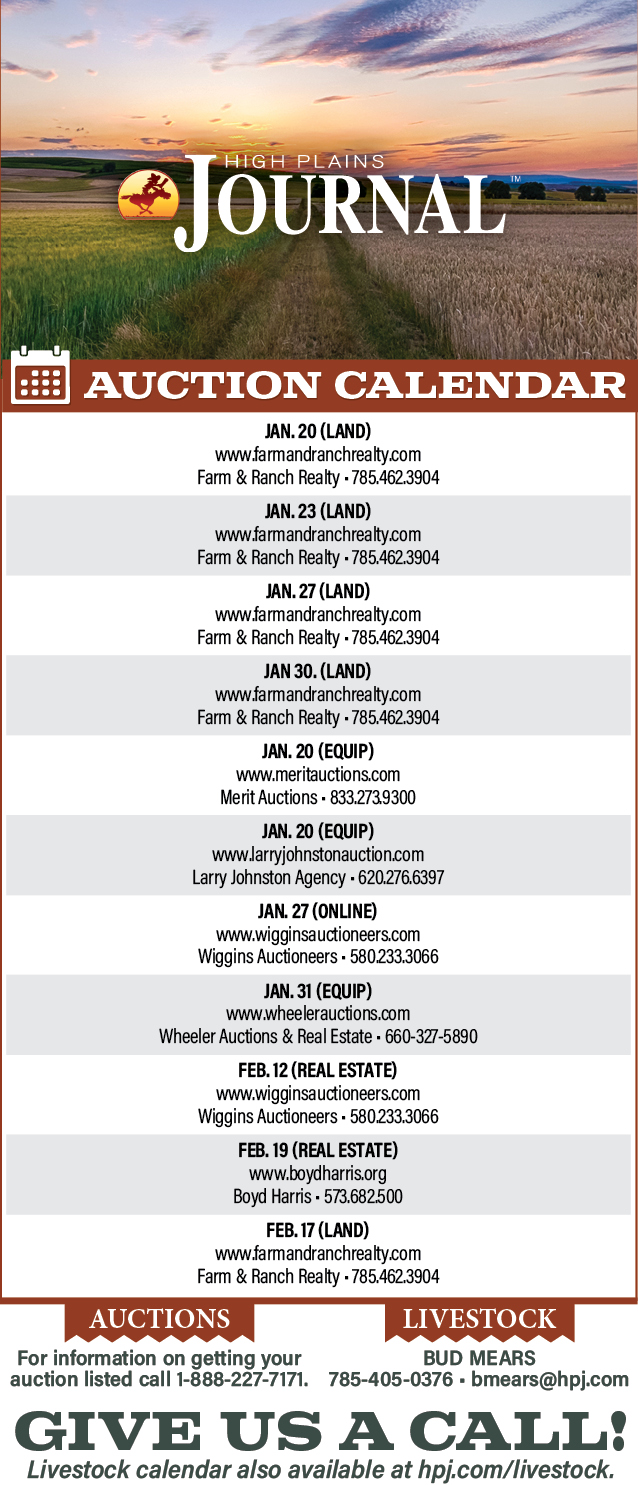 Auction Calendar January 16 2026 - High Plains Journal