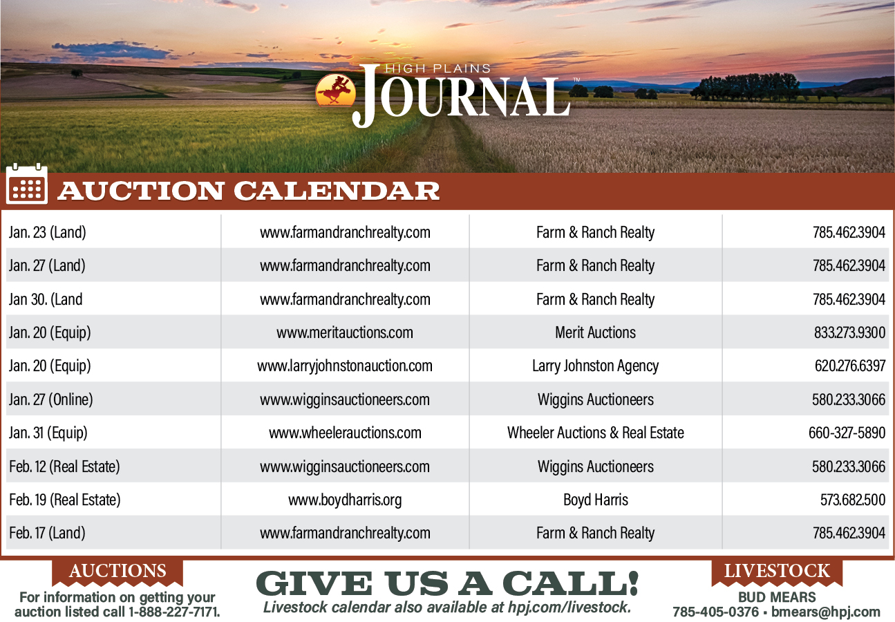Auction Calendar January 23 2026 - High Plains Journal