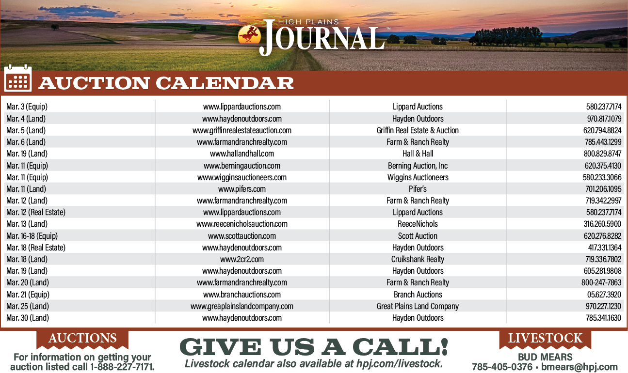 Auction Calendar February 27 2026 - High Plains Journal