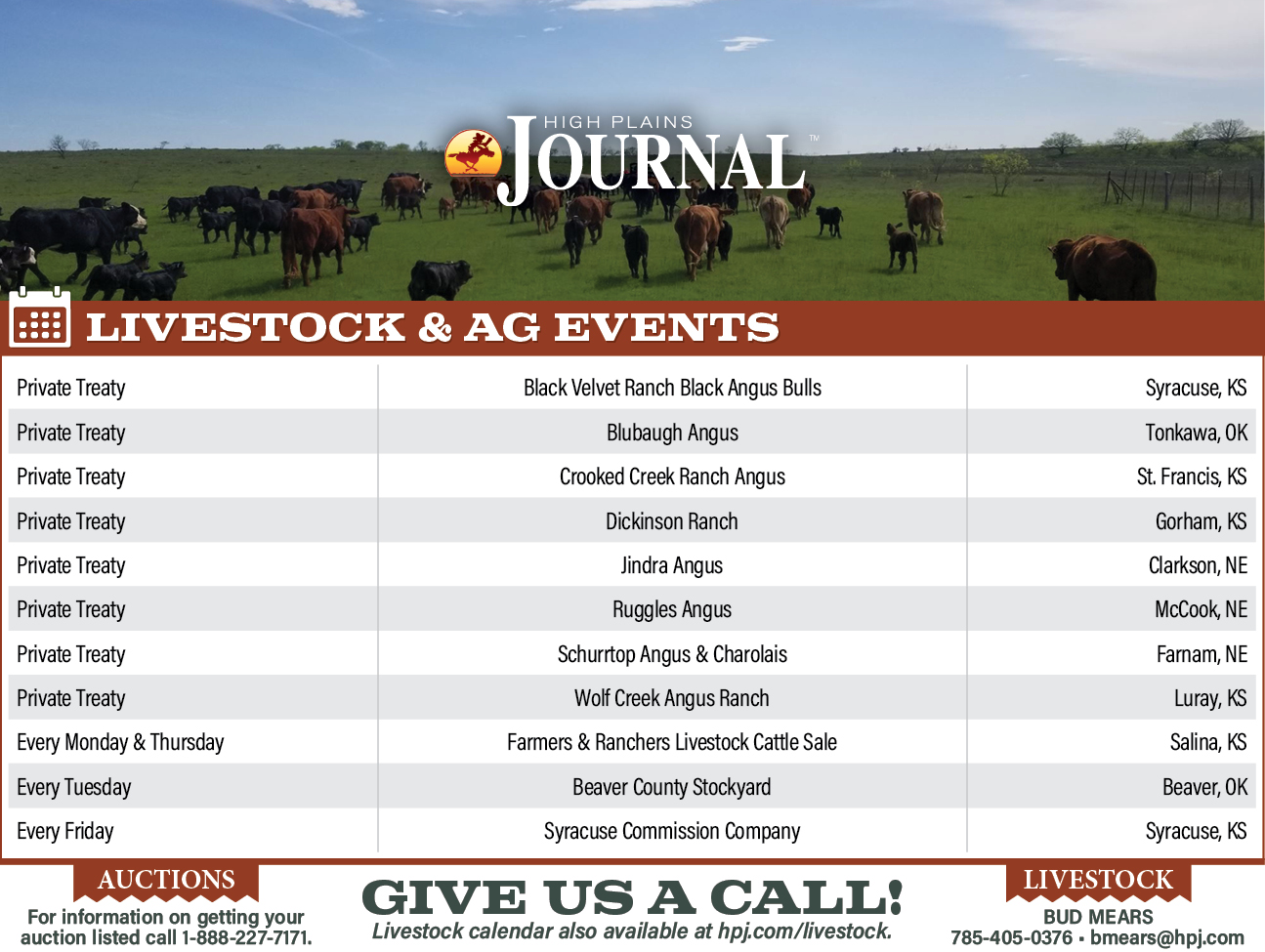 Livestock Calendar May 29 2026 - High Plains Journal