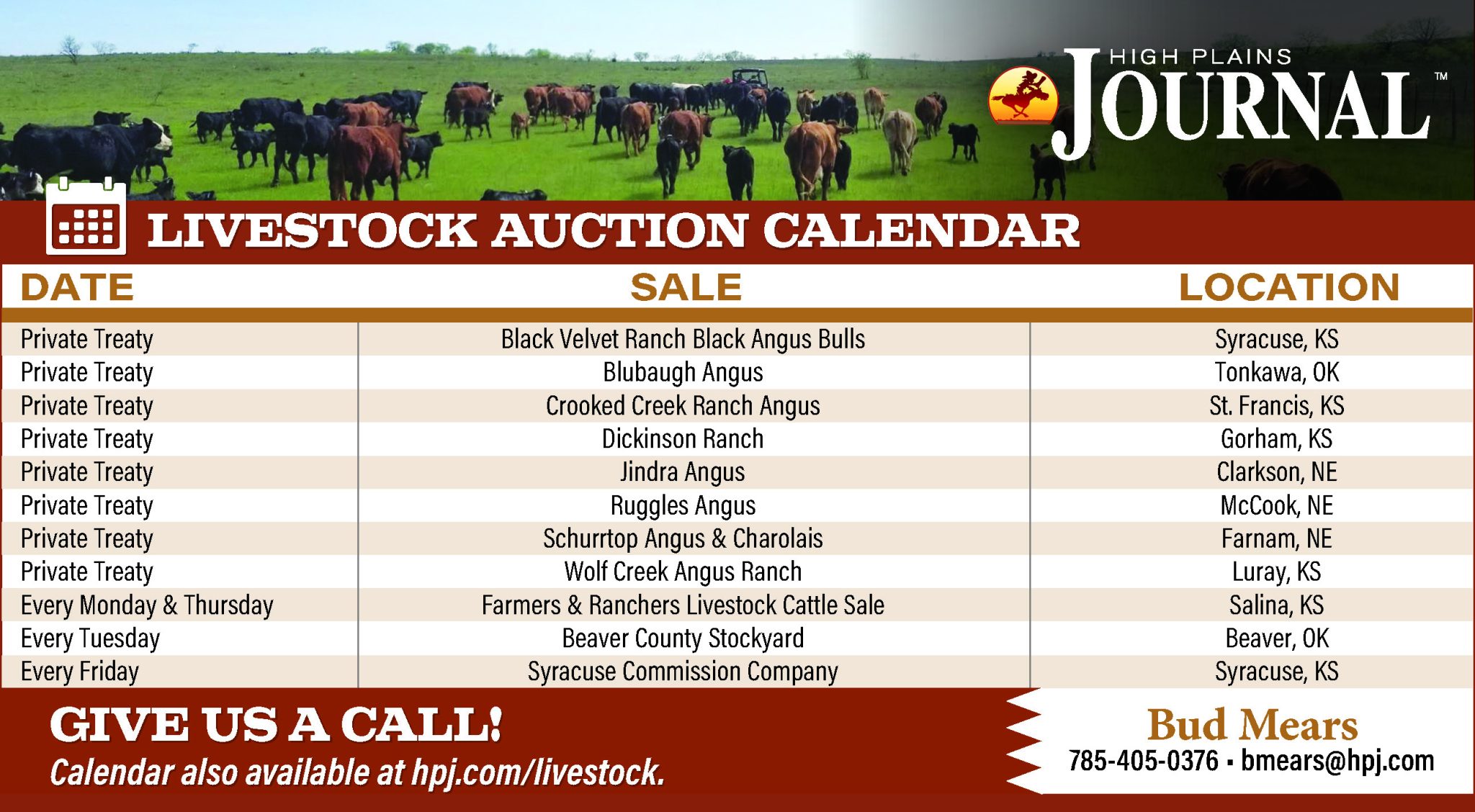Livestock Auction Calendar - High Plains Journal